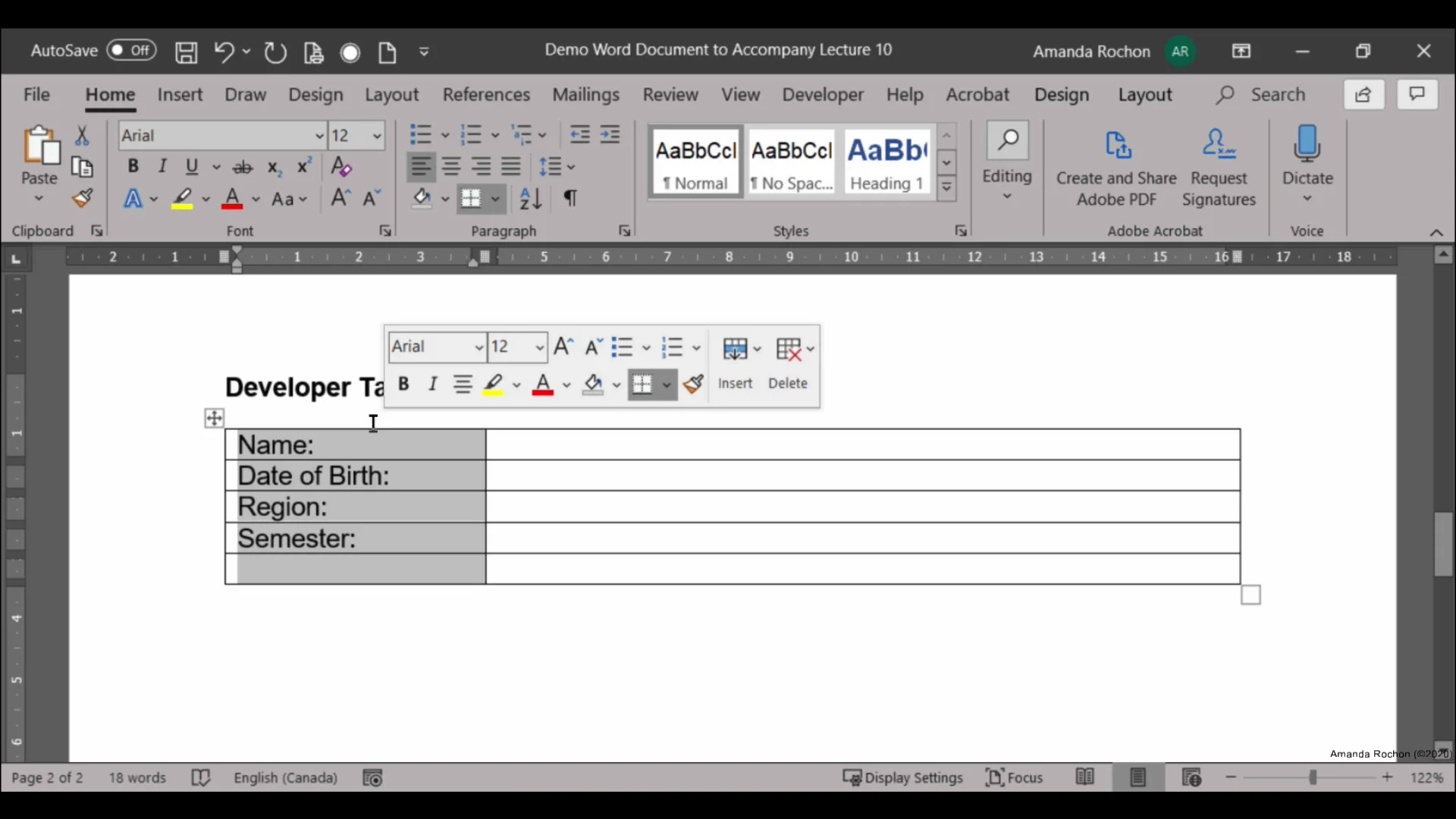 Lecture 10 Video - Word - Developer Tab Part 1 (Windows-based system ...