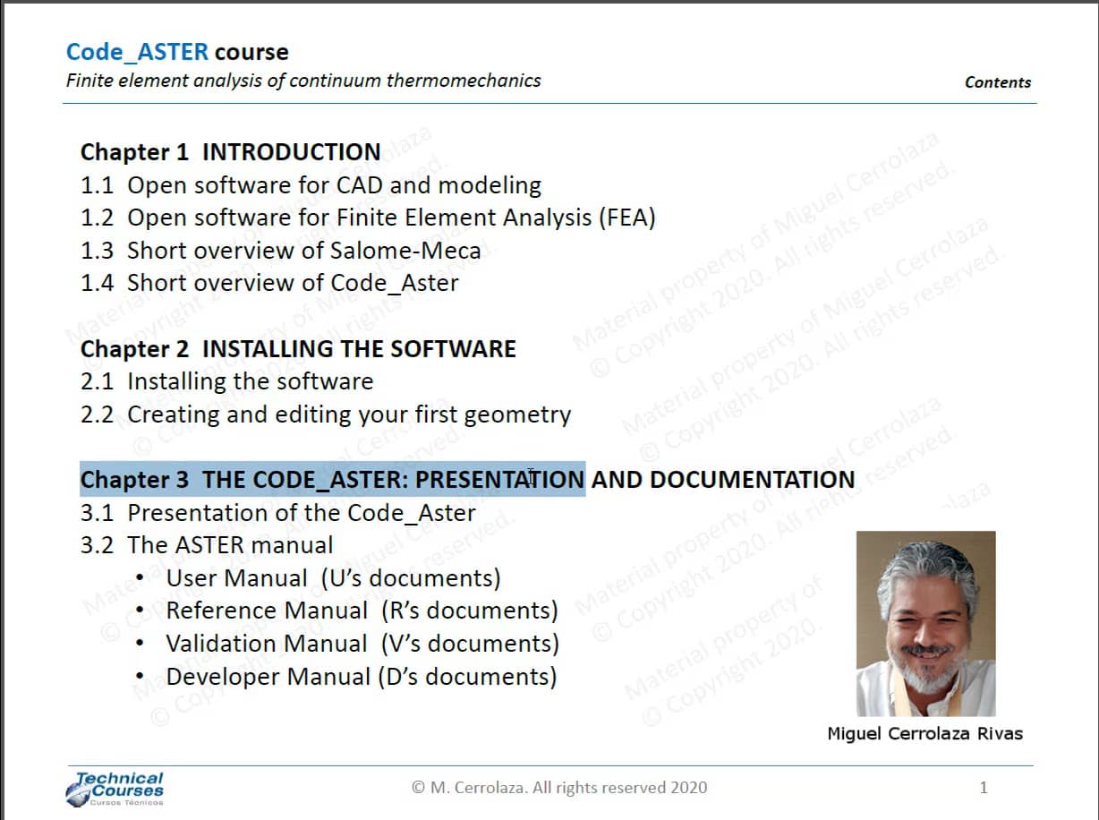 Code_Aster course_Description of the contents on Vimeo