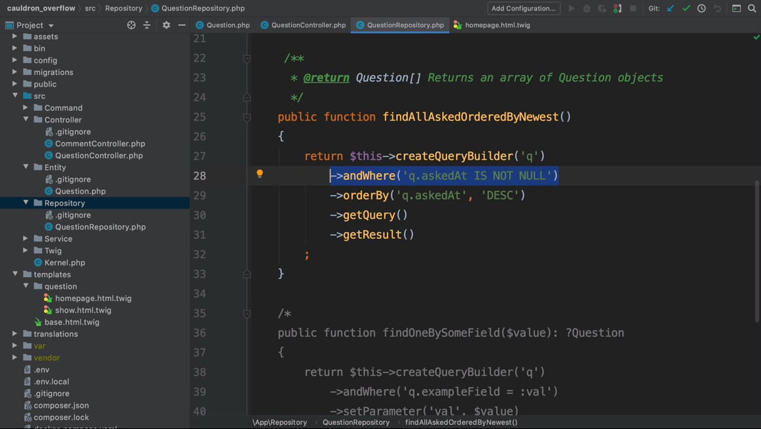 Reusing Query Logic & Param Converters > Doctrine, Symfony & the ... Reusing Query Logic & Param Converters > Doctrine, Symfony & the ...