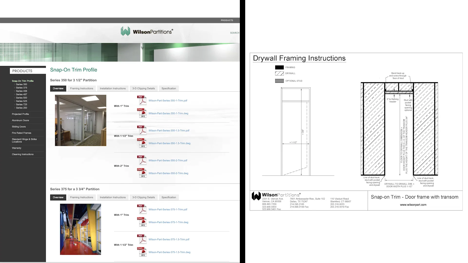 Snap On Trim Frame with Transom