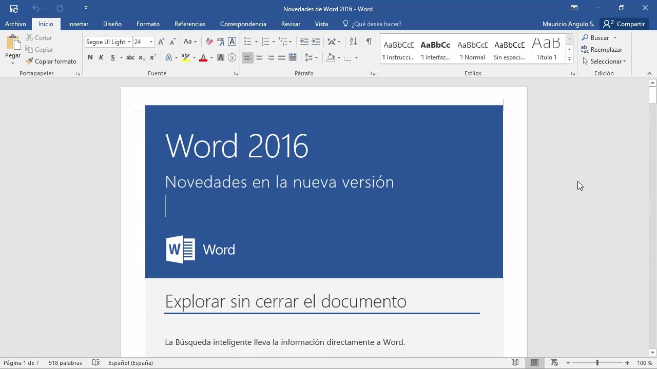 03.La nueva interfaz de Word 2016 on Vimeo
