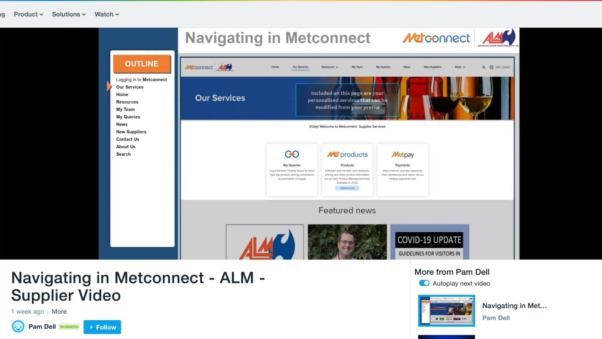 Metconnect Launch 16 September Supplier Video - ALM on Vimeo