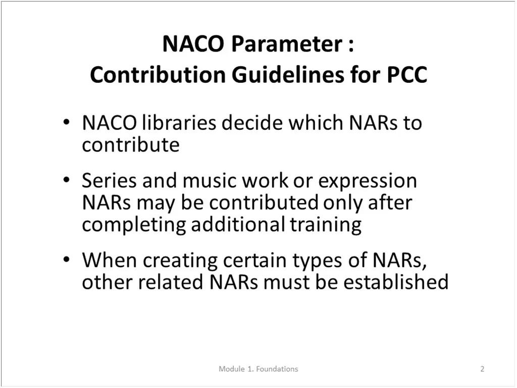 Module 1.4-NACO Parameters: Contribution Guidelines