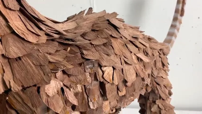 John Maloof, Feathered Dog, wood and walnut shavings, 24 x 18 x 10 in ...