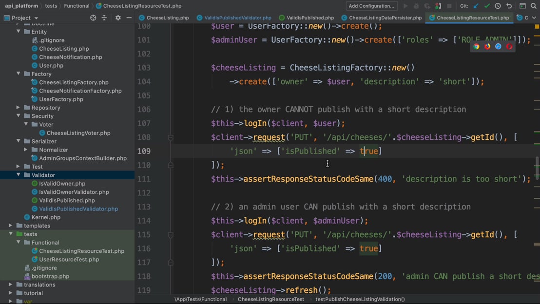 Publish State Change Validator Logic > API Platform 2 Part 3: Custom Resources | SymfonyCasts