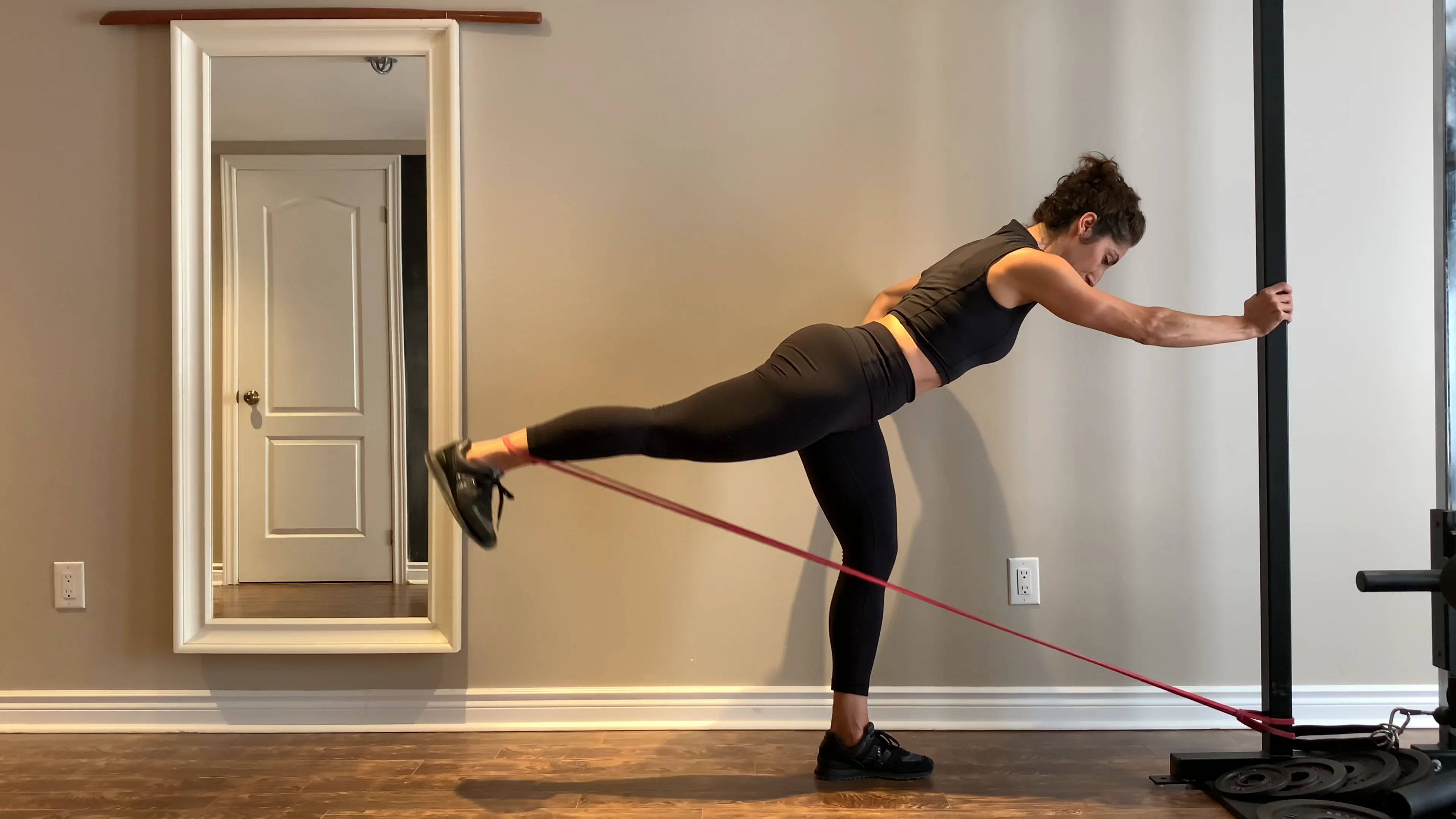 Standing Band Straight Leg Glute Kick Back on Vimeo