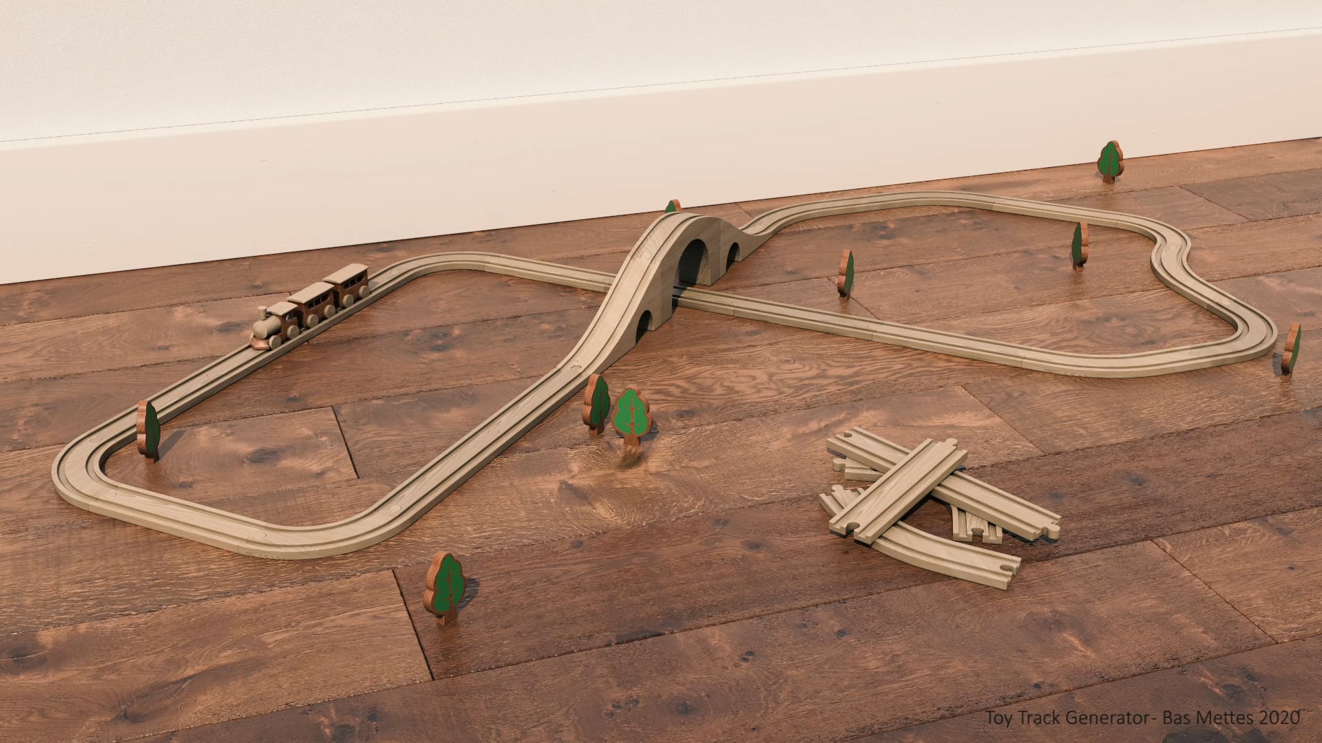 Toy Train Track (Handdrawn path to premade pieces). on Vimeo
