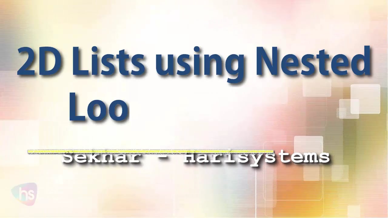 6j ii 2D Lists using Nested Loop in Python