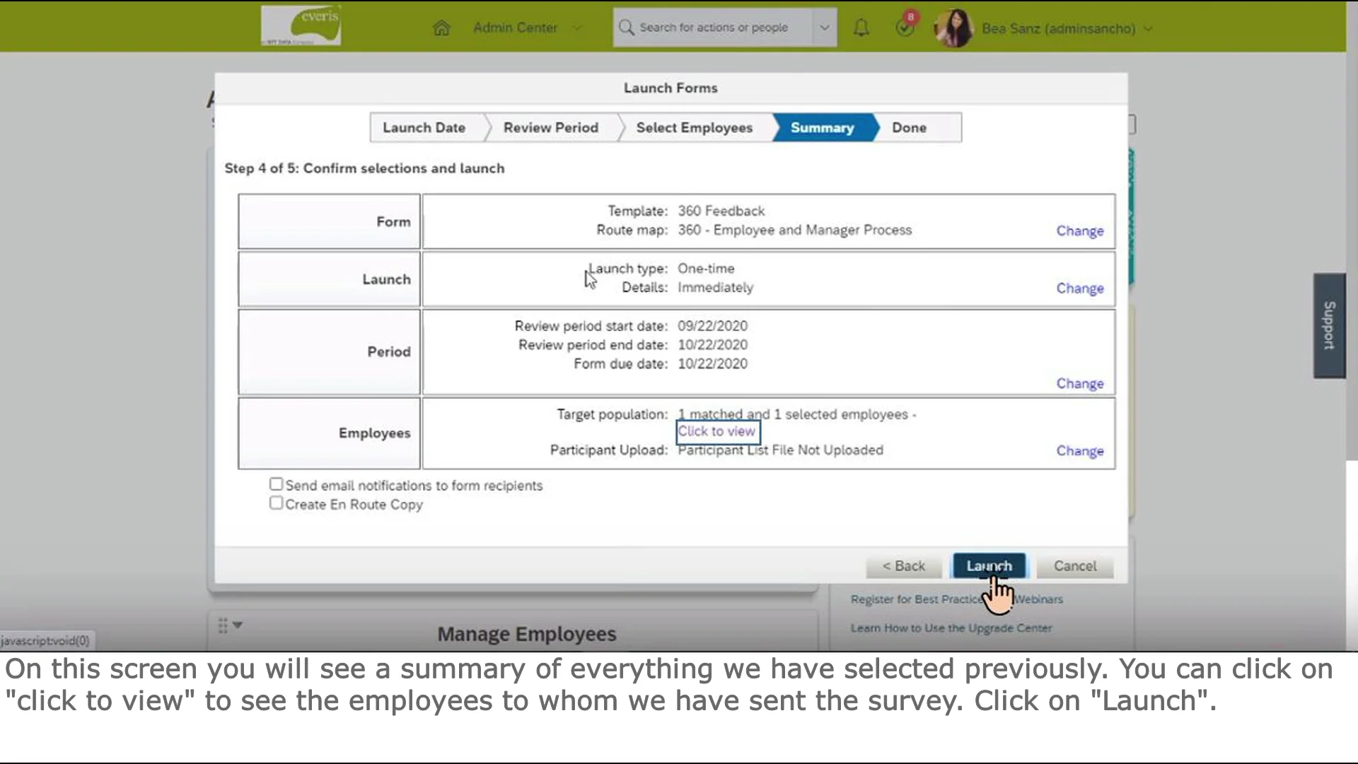 Successfactors: How to launch a survey? on Vimeo