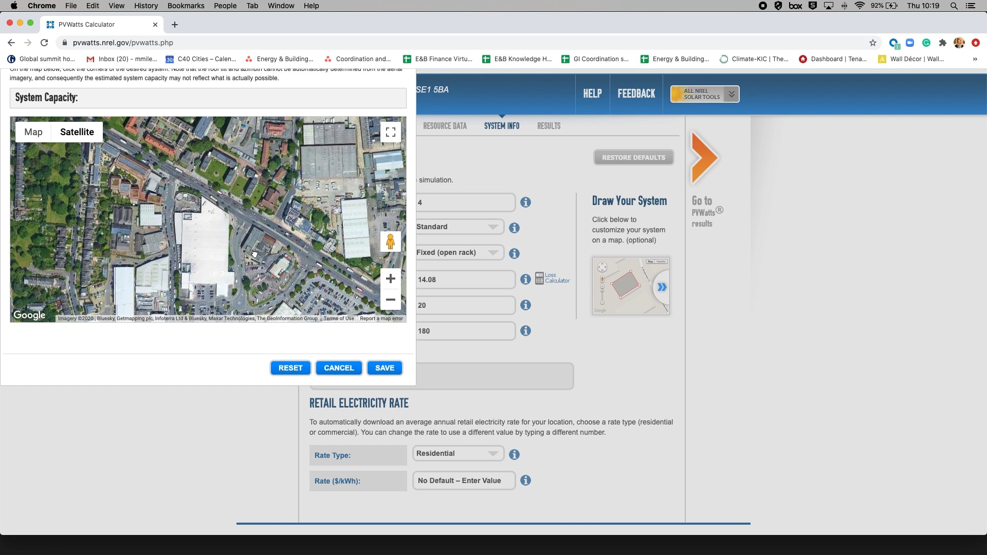 Measuring available rooftop area using NREL PVWatts Draw Your System ...