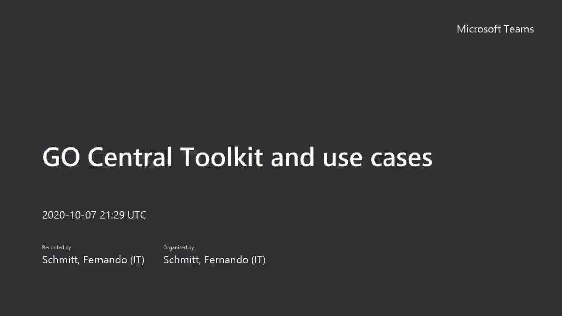 GO Central Toolkit and use cases on Vimeo