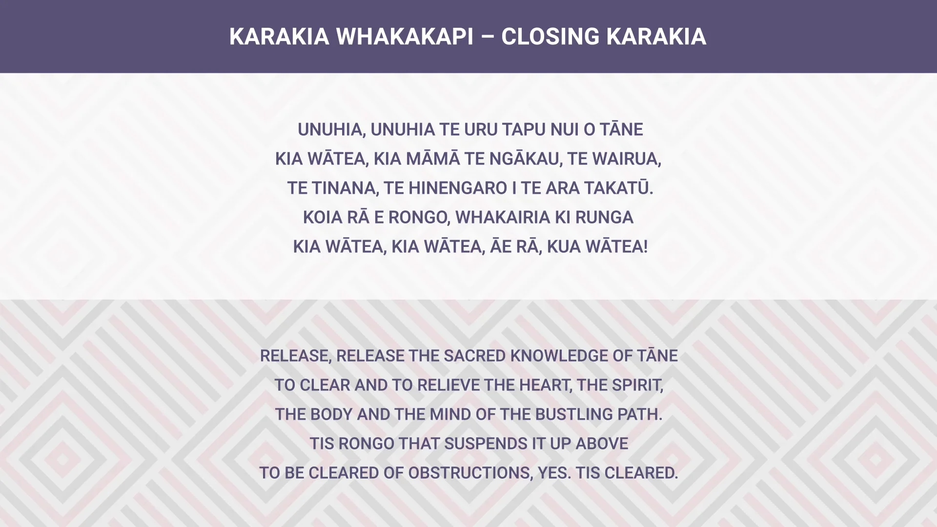 unuhia Karakia