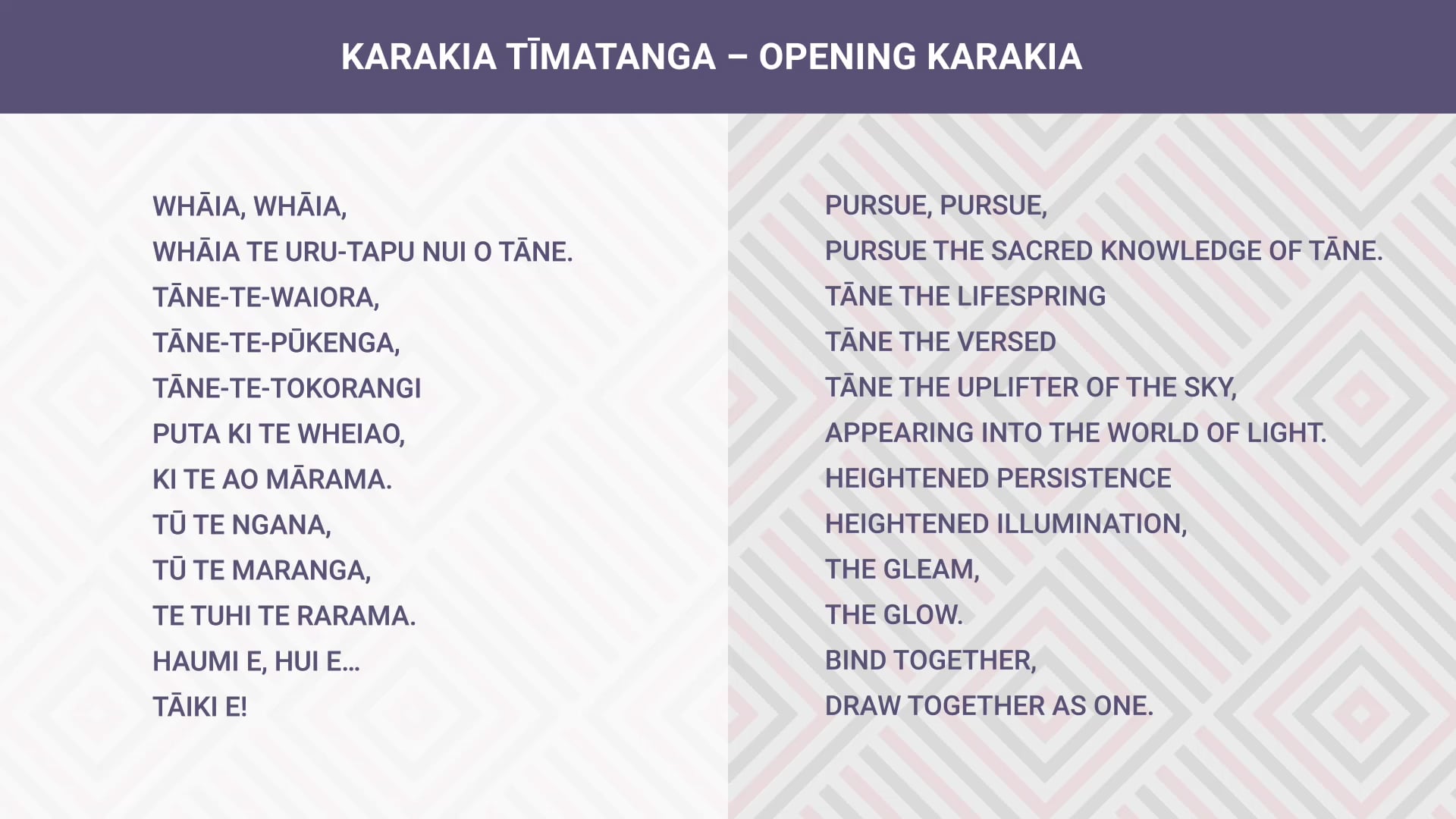 Karakia Tīmatanga - Opening Karakia on Vimeo