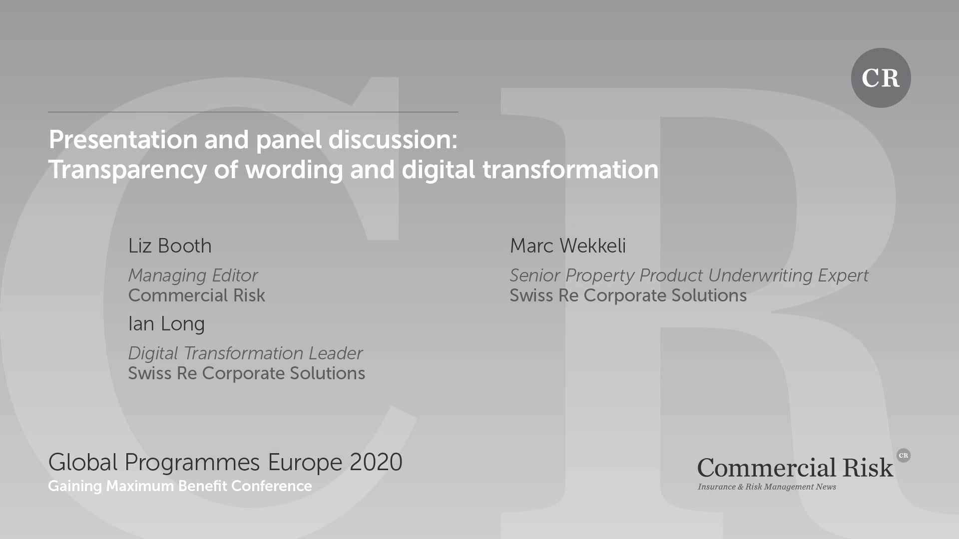 Commercial Risk Day 1 -Transparency of Wording and Digital ...