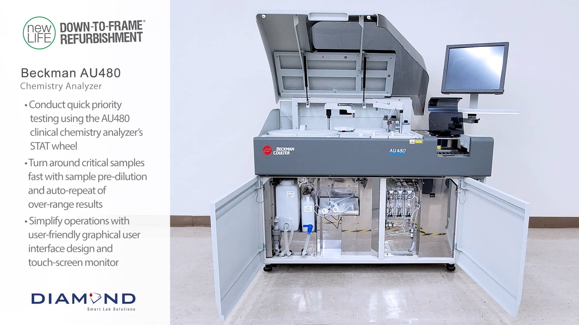 Beckman AU480 - Chemistry Analyzer - Down-To-Frame® Refurbished on Vimeo