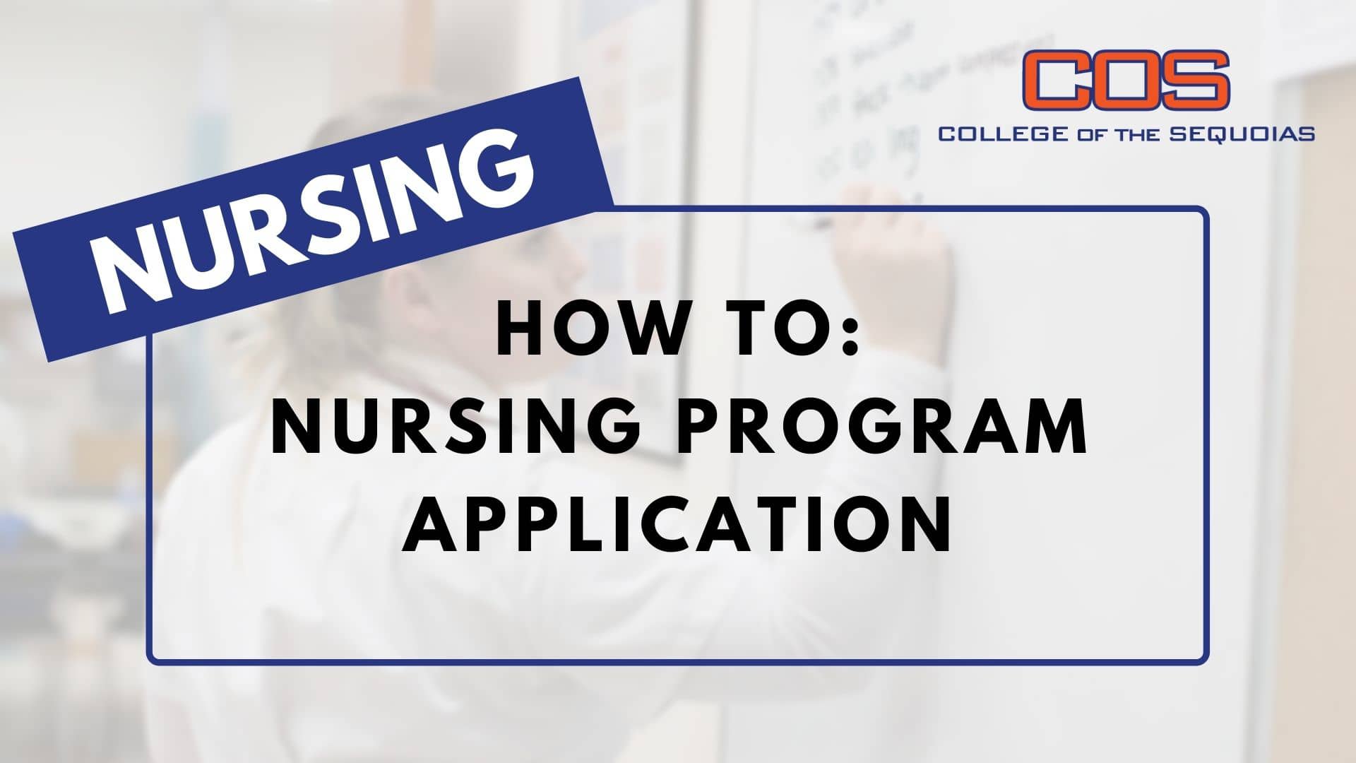 COS Nursing Program - Filling out the Application on Vimeo