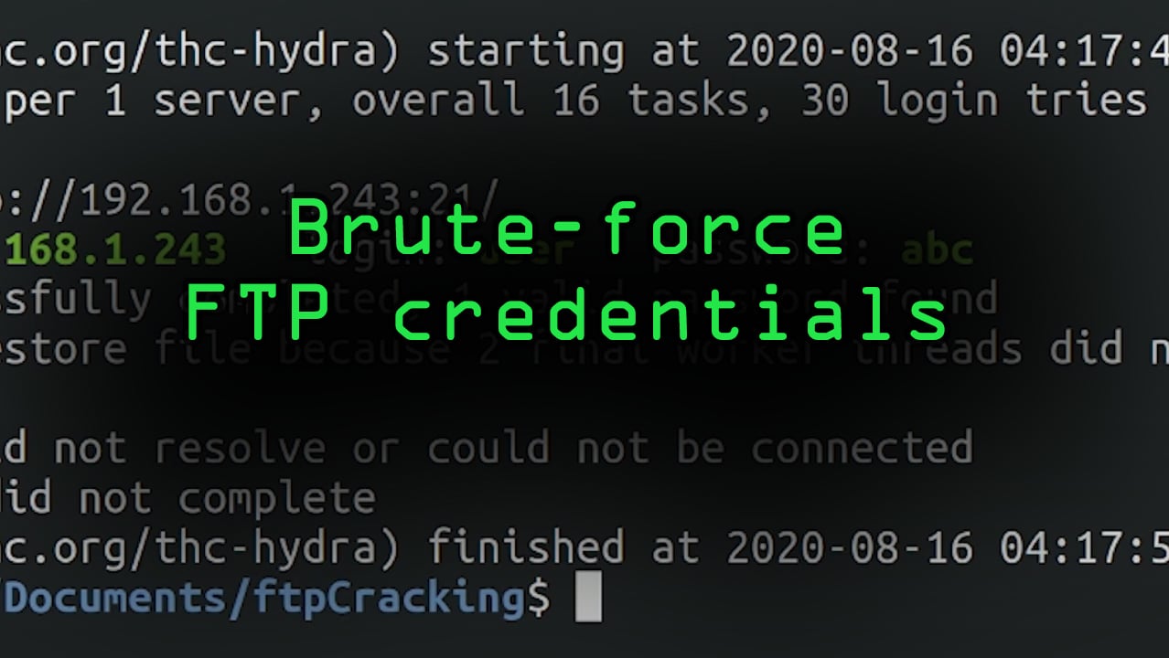 Brute-Forcing FTP Credentials for Server Access [CWL-193] on Vimeo