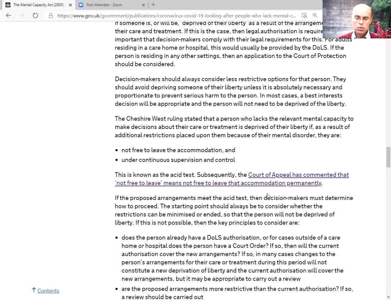 DHSC MCA/DoLS guidance October update on Vimeo