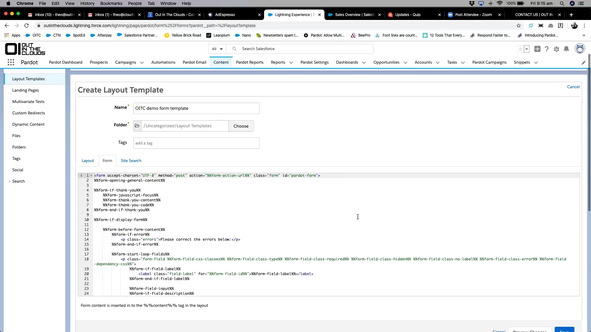 Layout Template for Forms on Vimeo