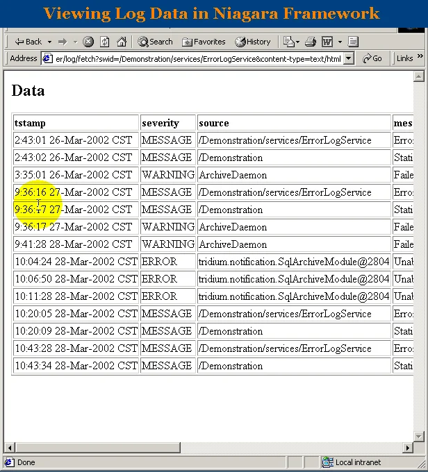 View and acknowledge alarms using a web browser in Niagara R2 ...
