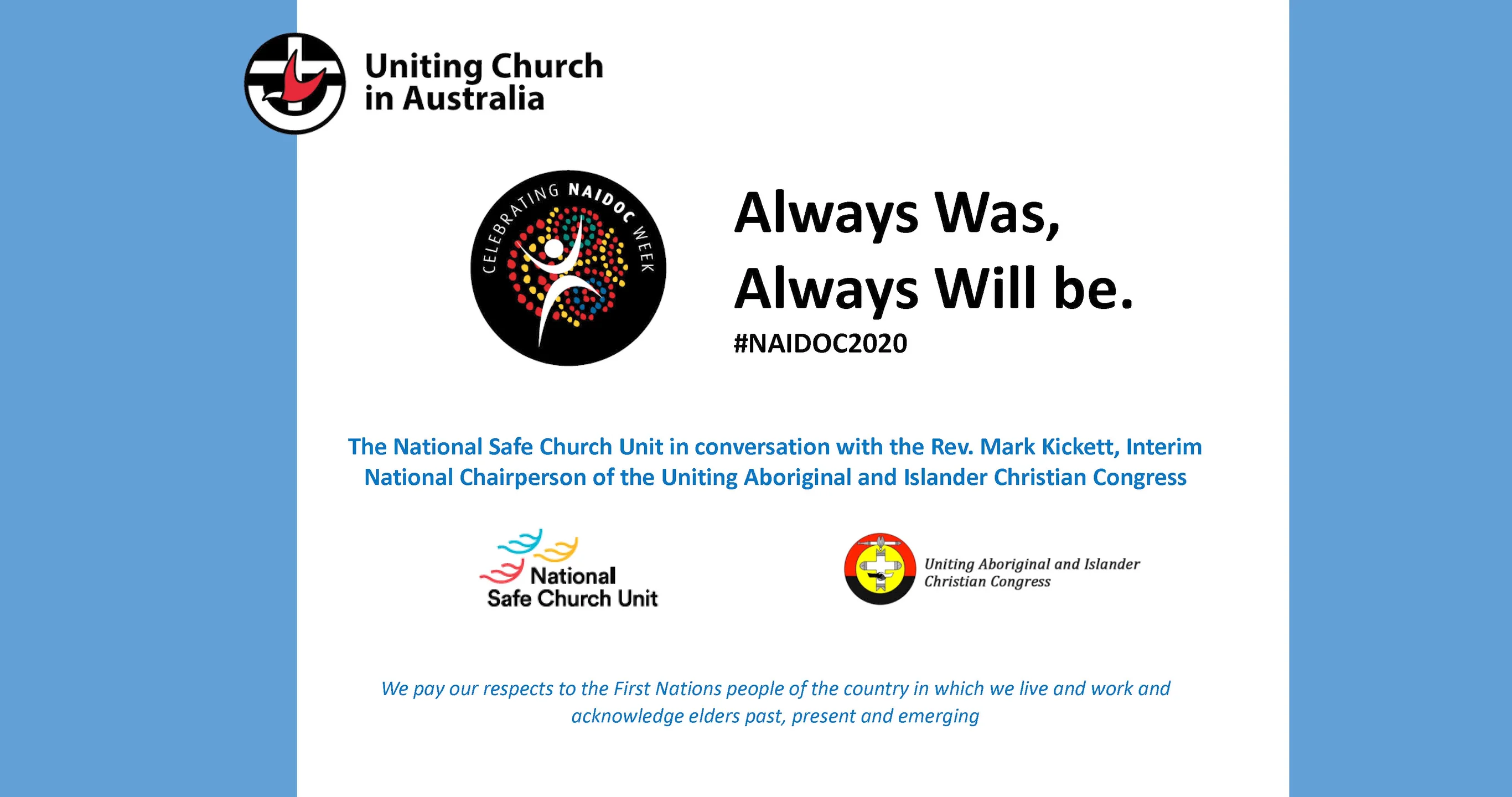 Safe Church NAIDOC Conversation with Rev Mark Kickett on Vimeo
