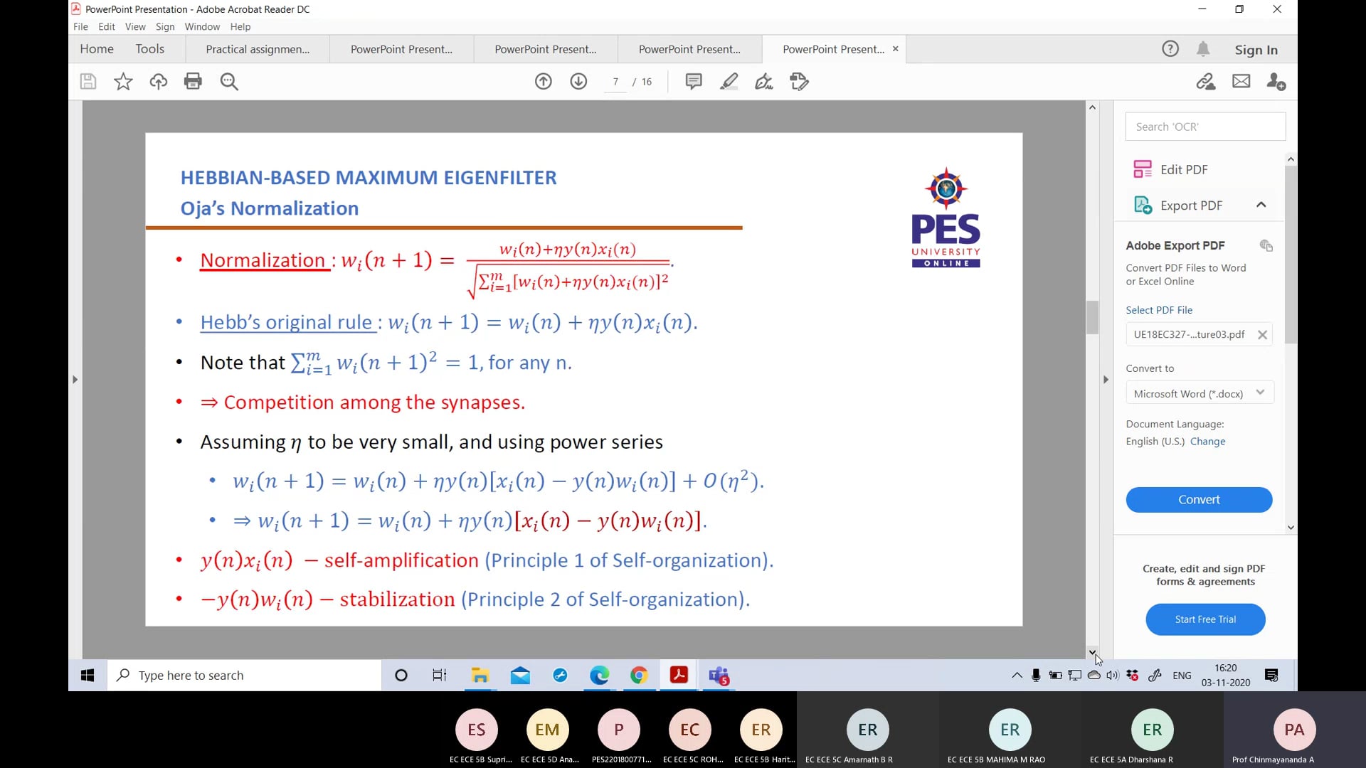 Generalized hebbian Algorithm on Vimeo