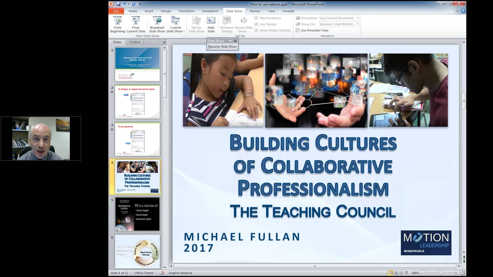 Webinar with Prof Michael Fullan Building Cultures of Professional ...