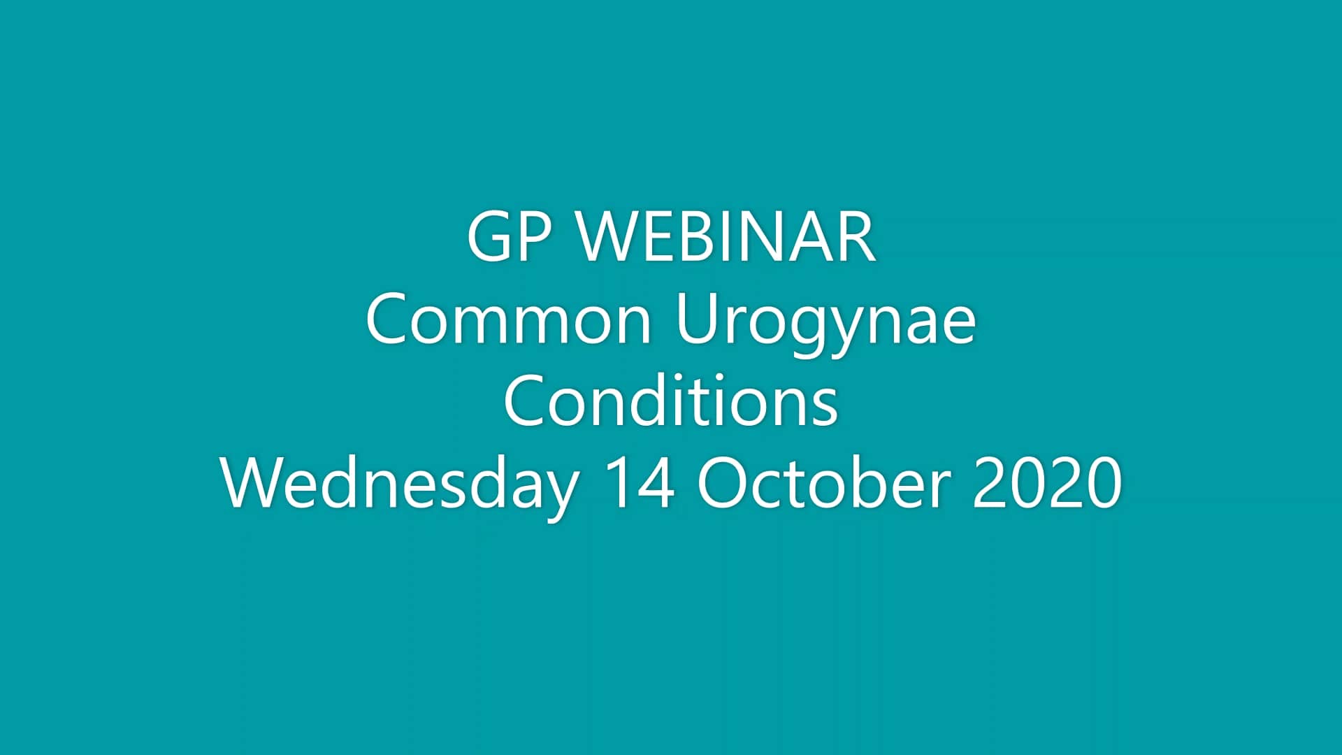 GP Webinar: Common Urogynae conditions - prolapse & incontinence ...