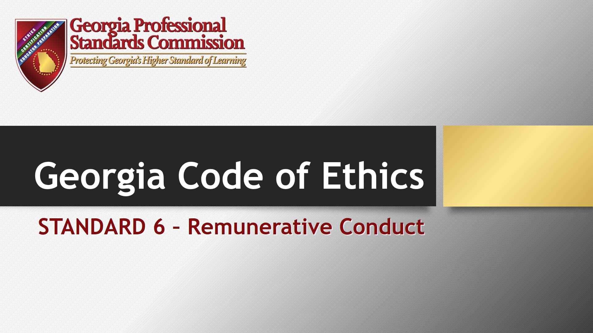 Standard 6 - Remunerative Conduct on Vimeo