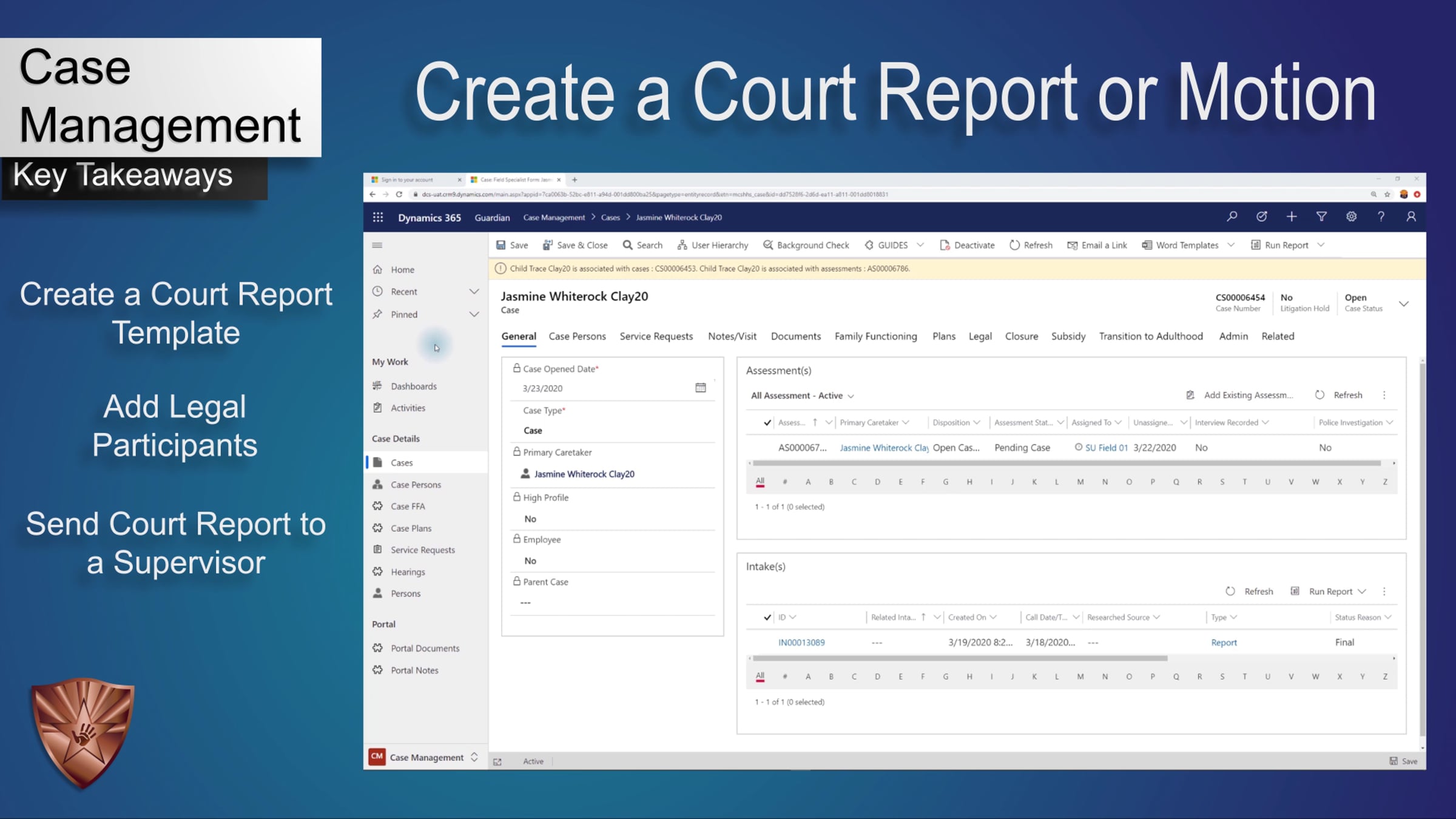 Guardian - Visual Learning Library - Case Management - Create a Court ...