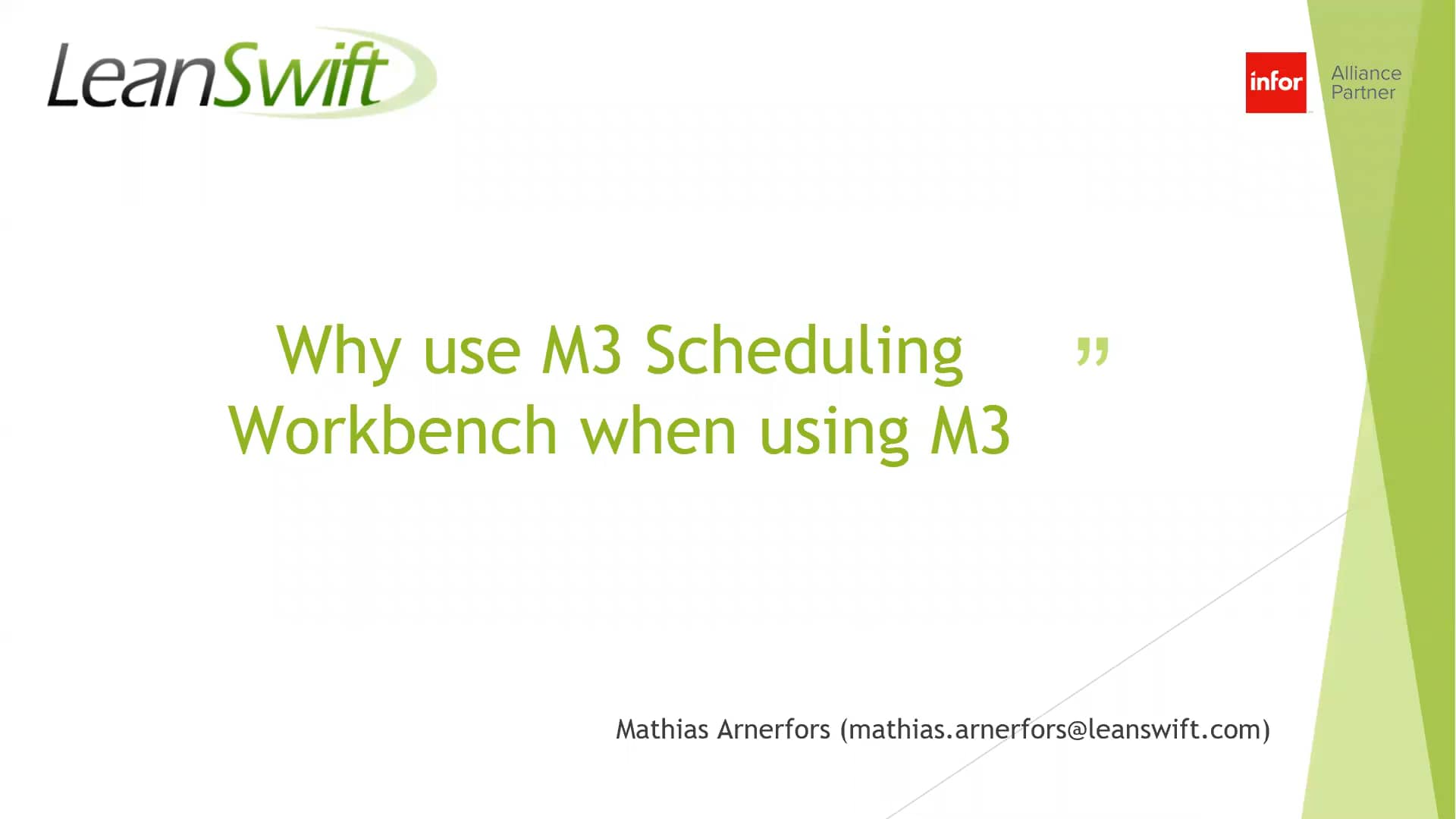 Why Use Infor M3 Scheduling WorkBench When Using Infor M3 Webinar on Vimeo