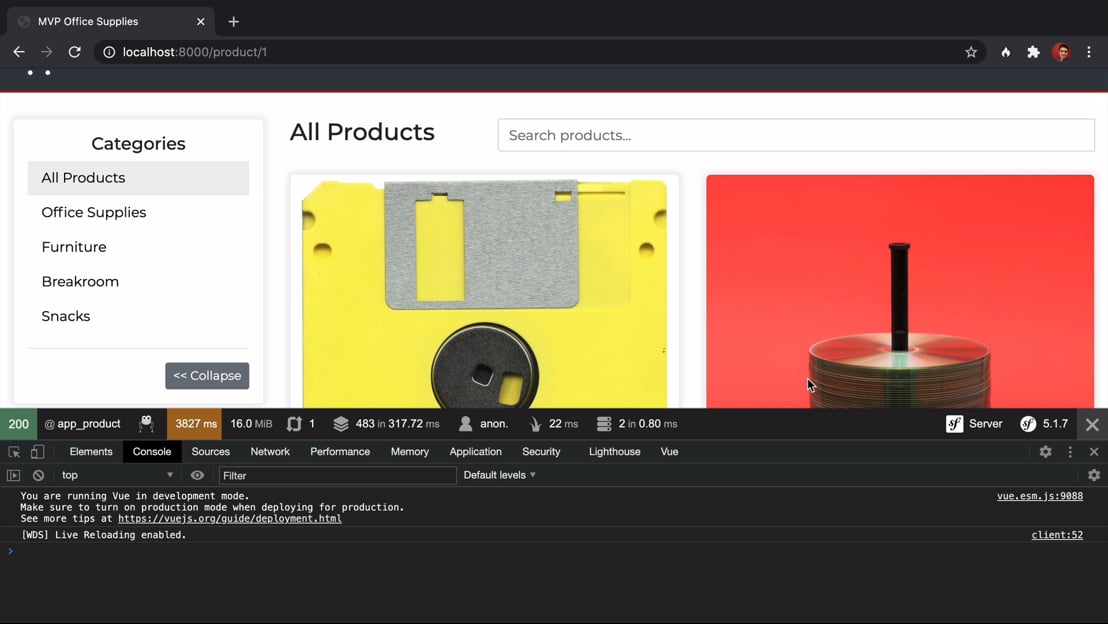 Page 2: Product Show Page > The Delightful World of Vue Part 2 | SymfonyCasts