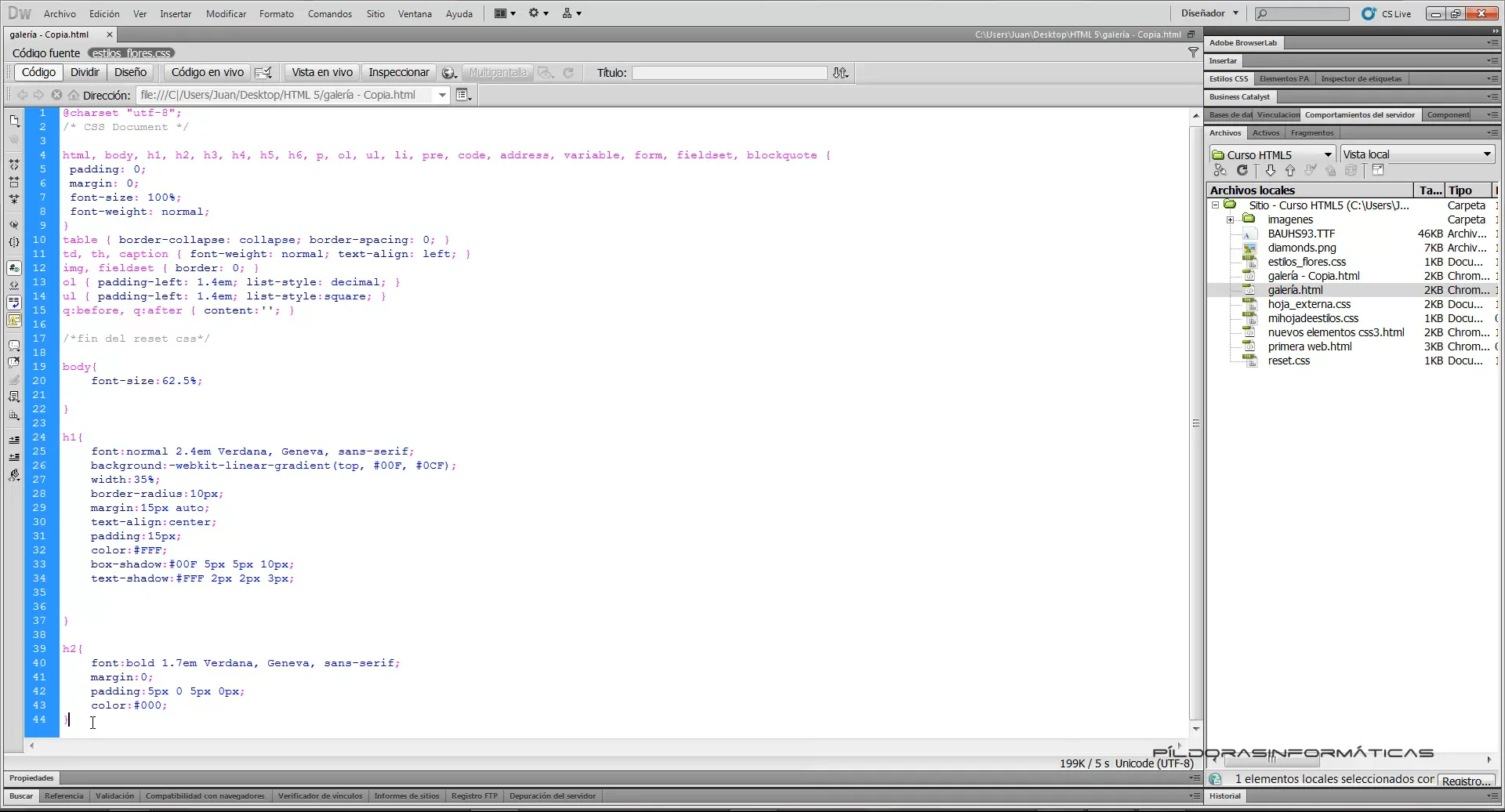 Curso HTML 5. Ejercicio guiado II. Vídeo 11